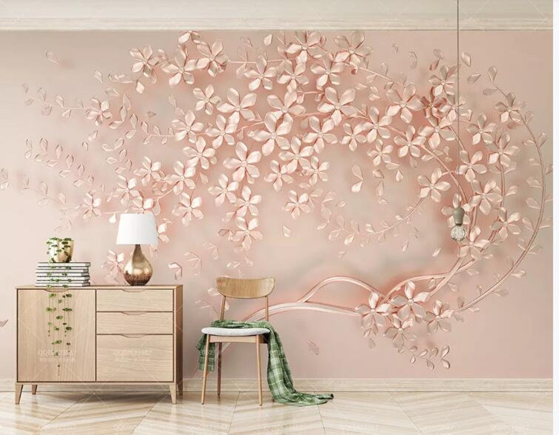 3D Wallpaper Modern Abstract Art Relief Rose Flowers Photo | Etsy