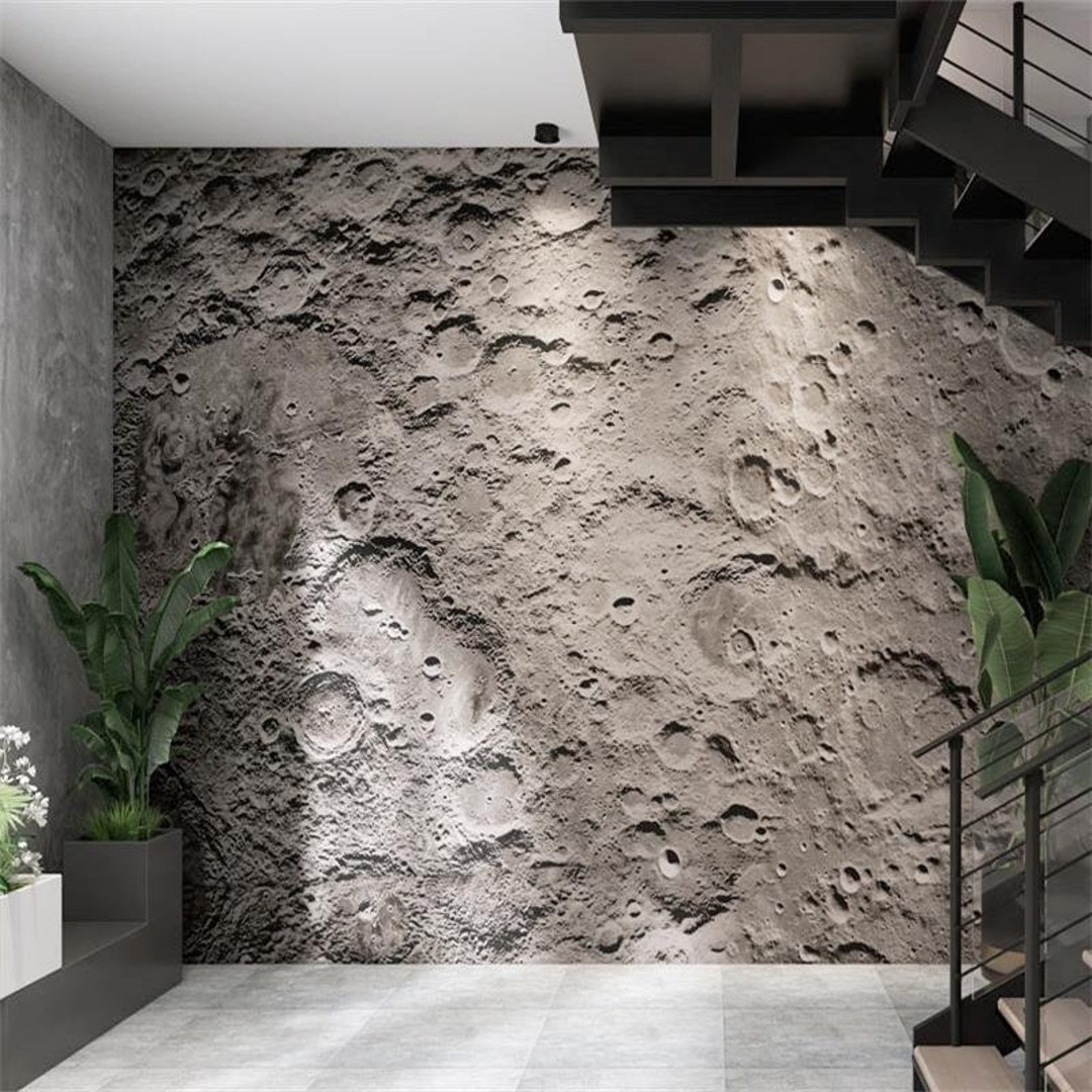 Moon Surface Abstract Cement Wallpaper Wall Mural Home Decor - Etsy