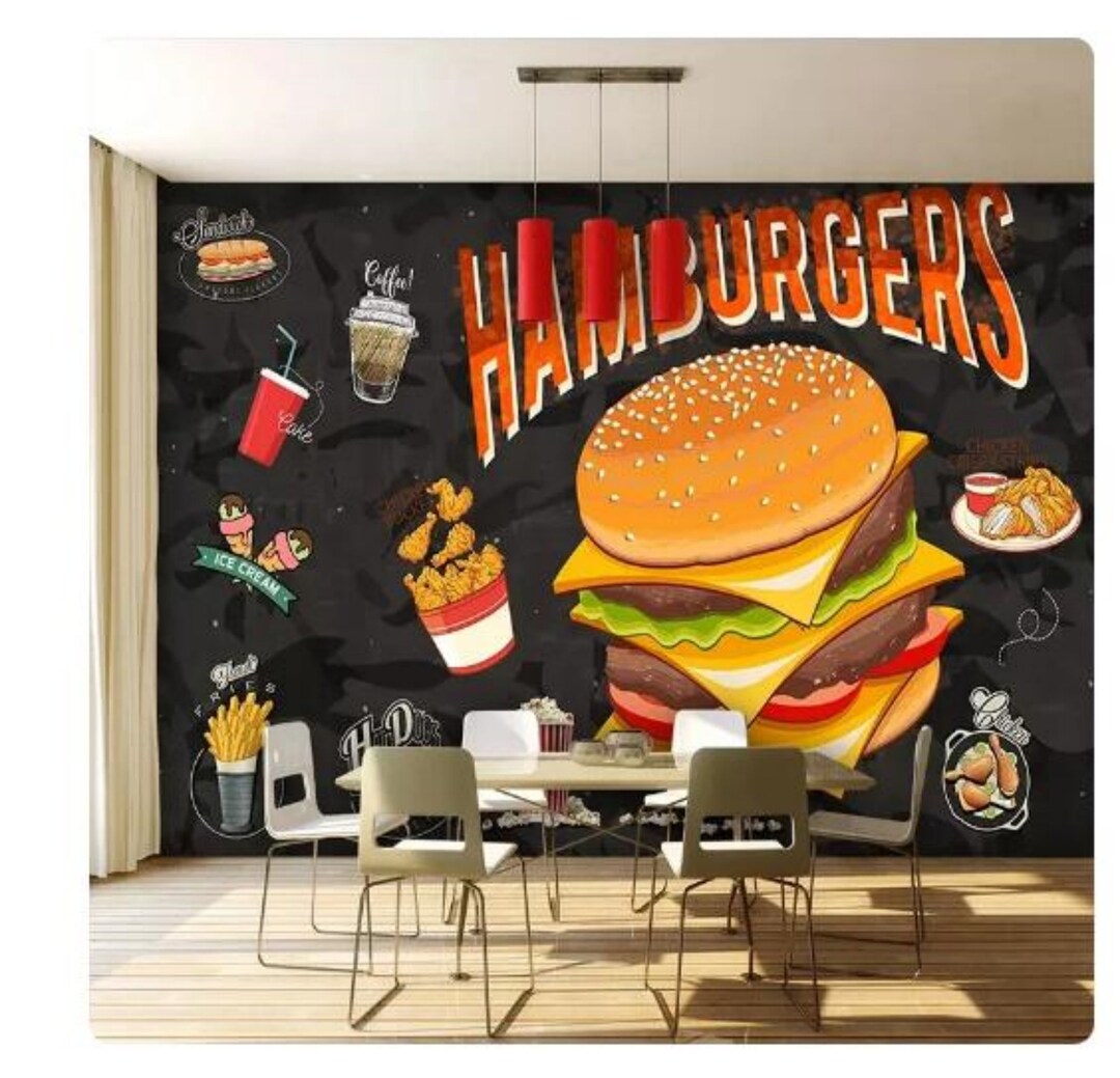 Cartoon Fast Food Graffiti Hamburger Restaurant Coffee Shop Wallpaper ...