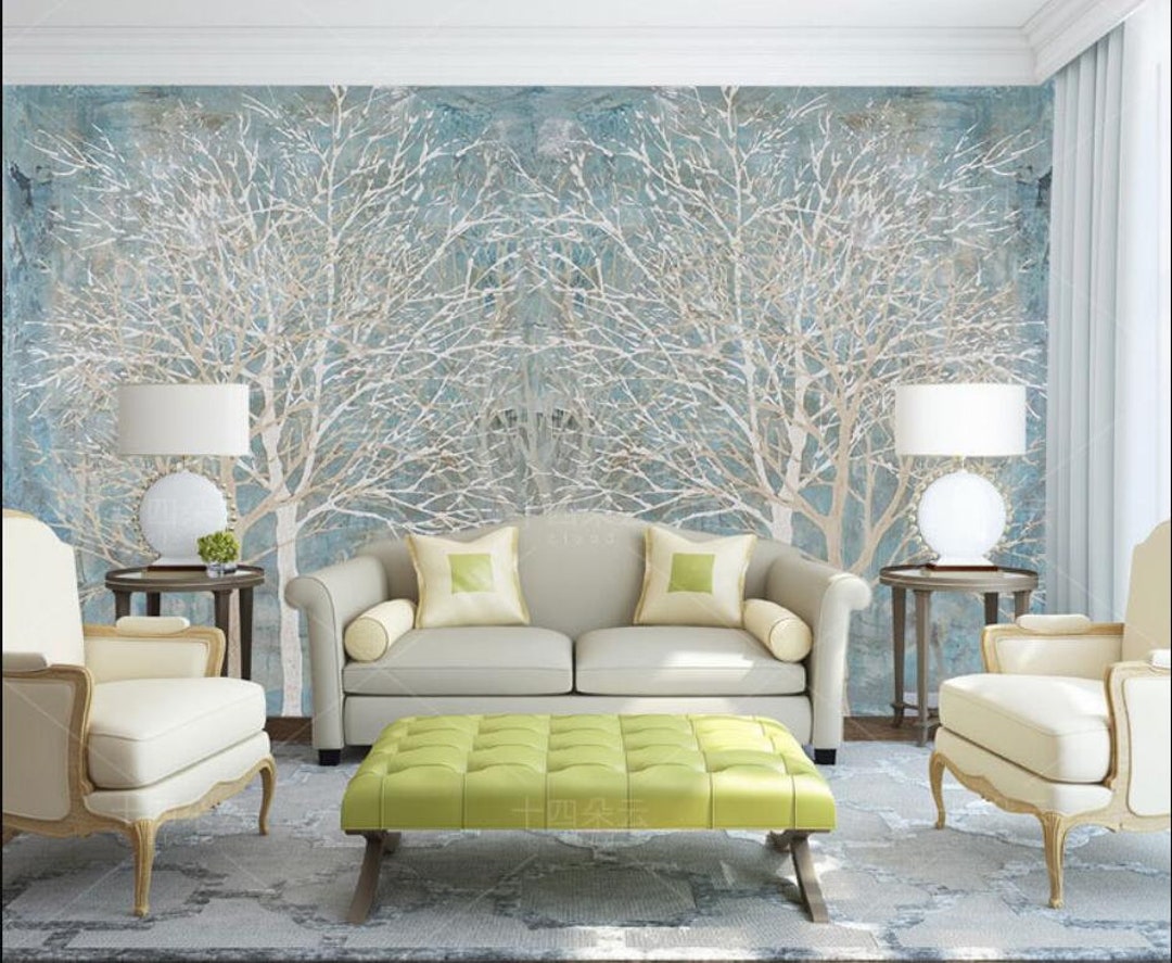 Abstract Trees Forest Wallpaper Wall Mural Home Decor - Etsy