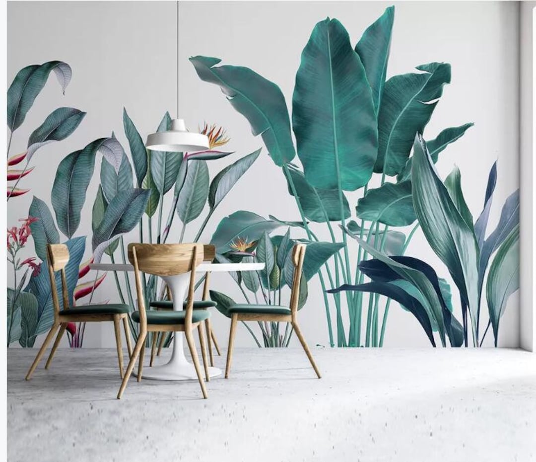 Tropical Rainforest Several Plants Wallpaper Wall Mural, Green Tropical ...