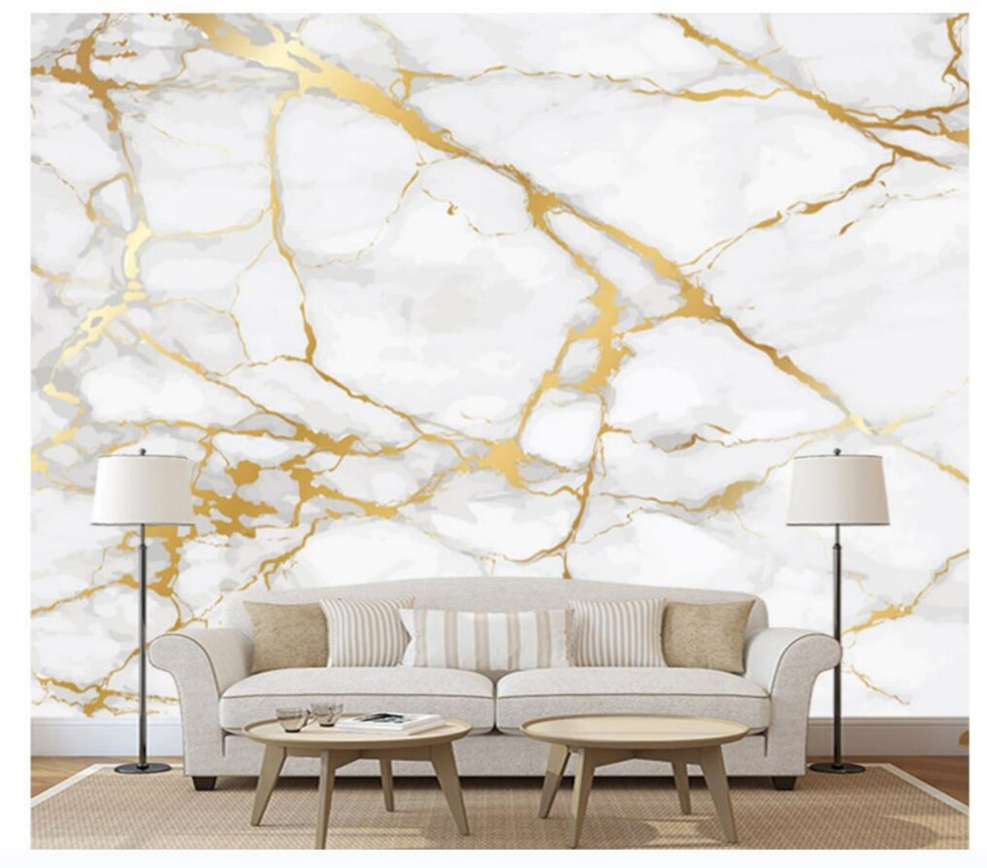 Golden Thread Marble Pattern Wallpaper Wall Mural Home Decor for Living ...
