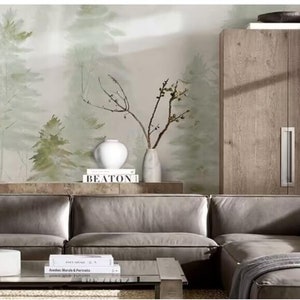 Abstract Pine Tree Forest Grey Tree Wallpaper Wall Mural for Living ...