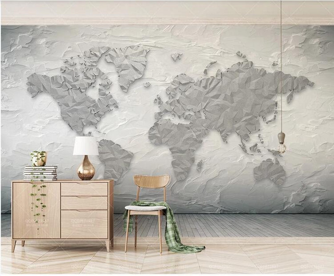 Modern Abstract World Map Wallpaper, 3D World Map Wall Murals Wall ...