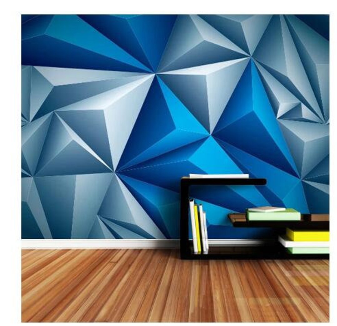Blue Geometry Wallpaper Simple Geometry Wall Murals Wall Decor - Etsy