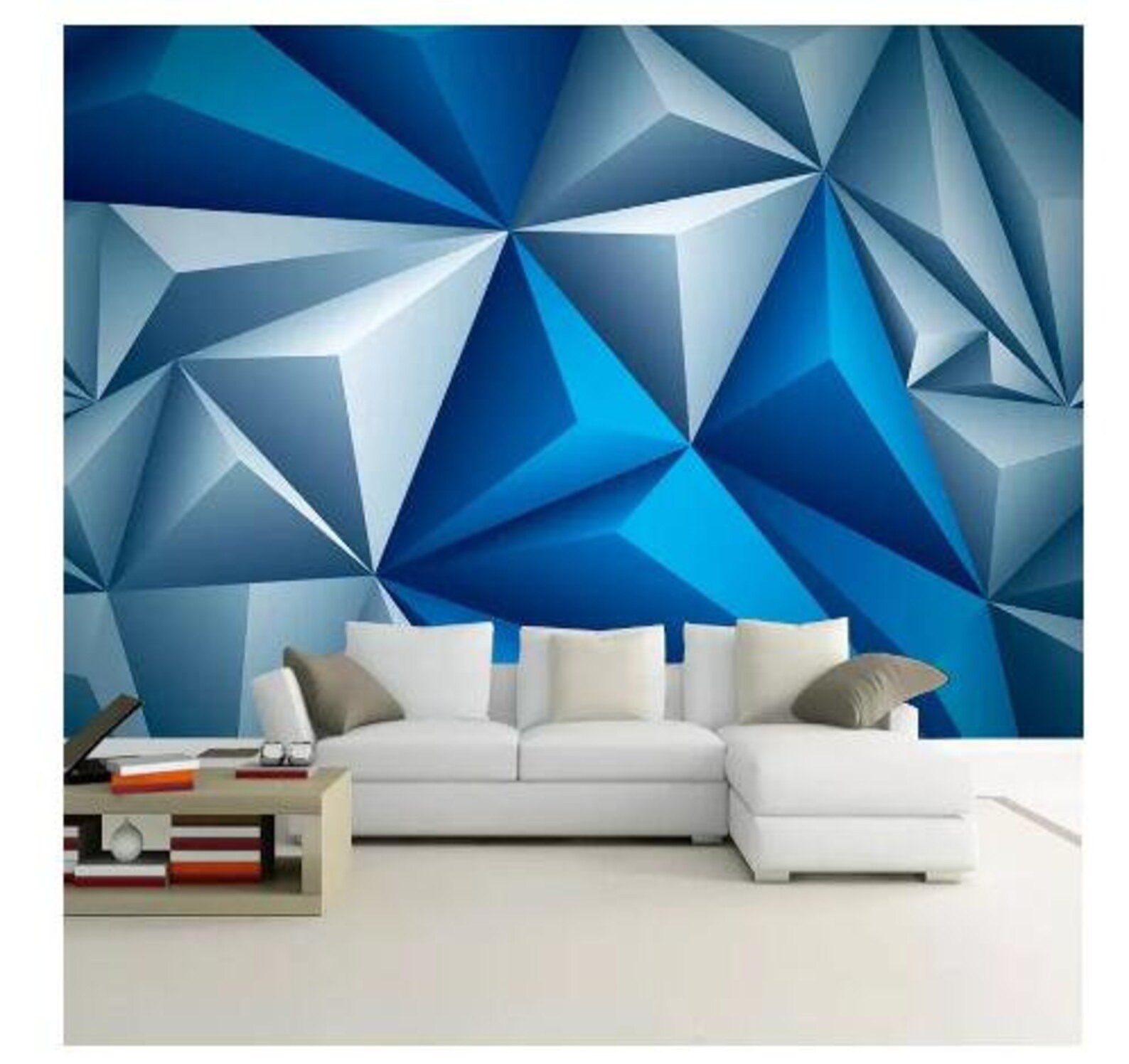 Blue Geometry Wallpaper Simple Geometry Wall Murals Wall Decor | Etsy