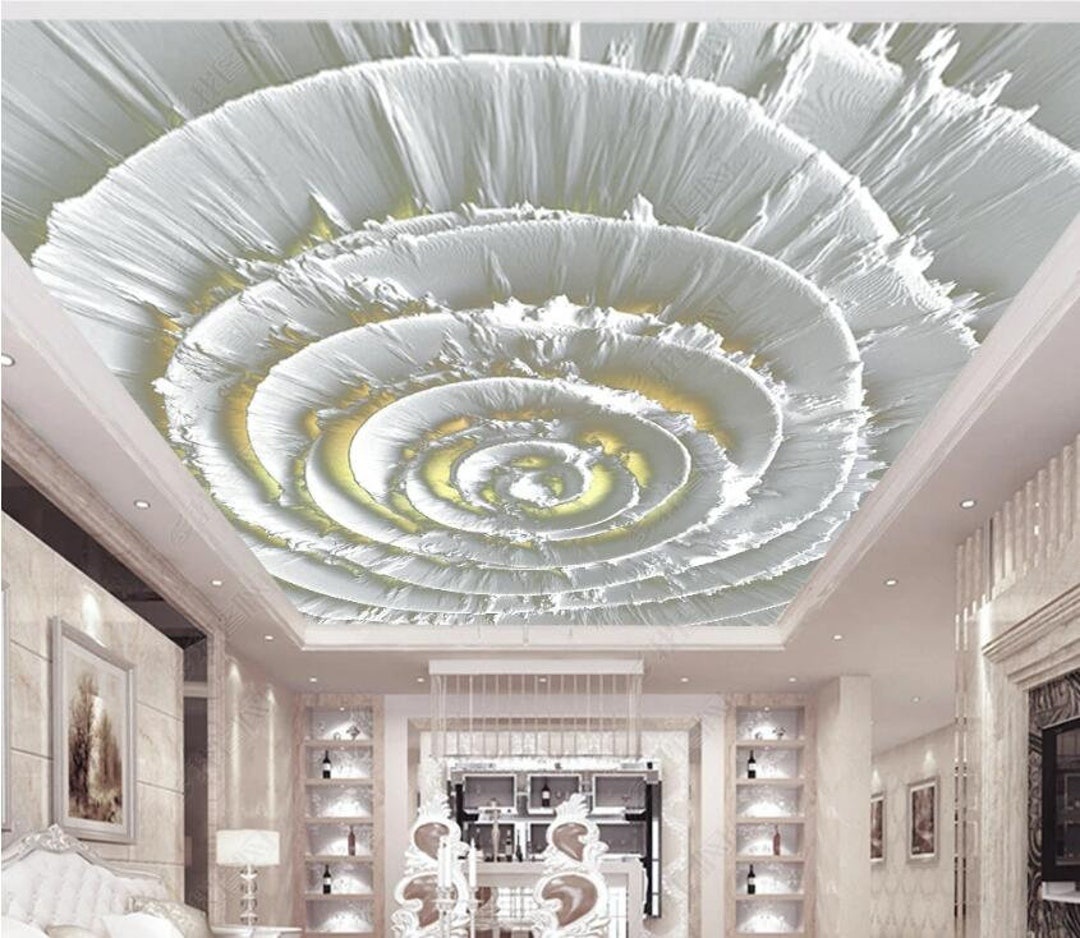 3D Big Flower Ceiling Background Wallpaper Living Room Wall Mural - Etsy