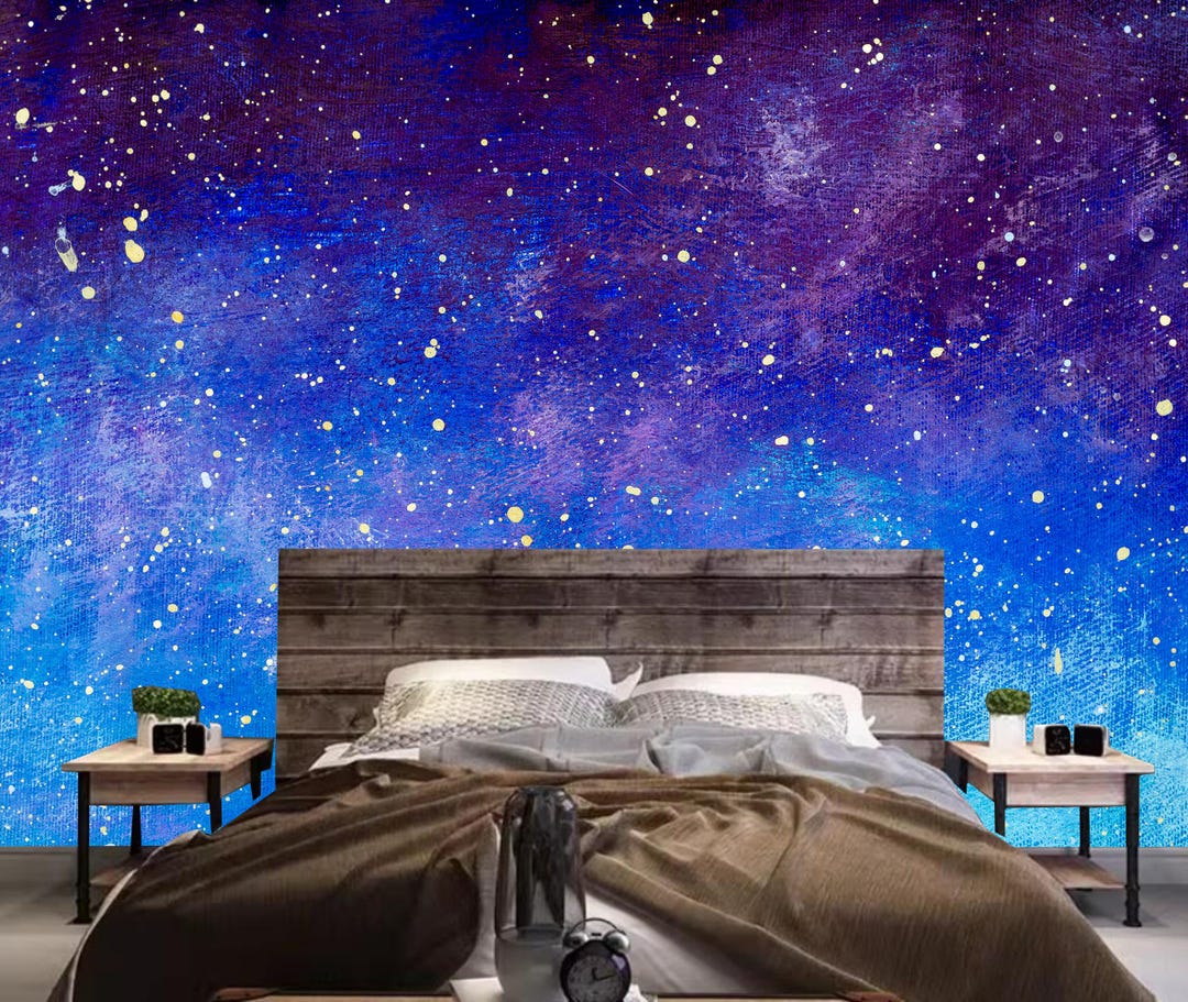 Skye Blue Stars Nature Wallpaper Wall Mural Home Decor - Etsy