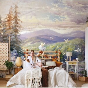 Oil Painting Abstract Countryside Landscape Wallpaper Wall Mural ...