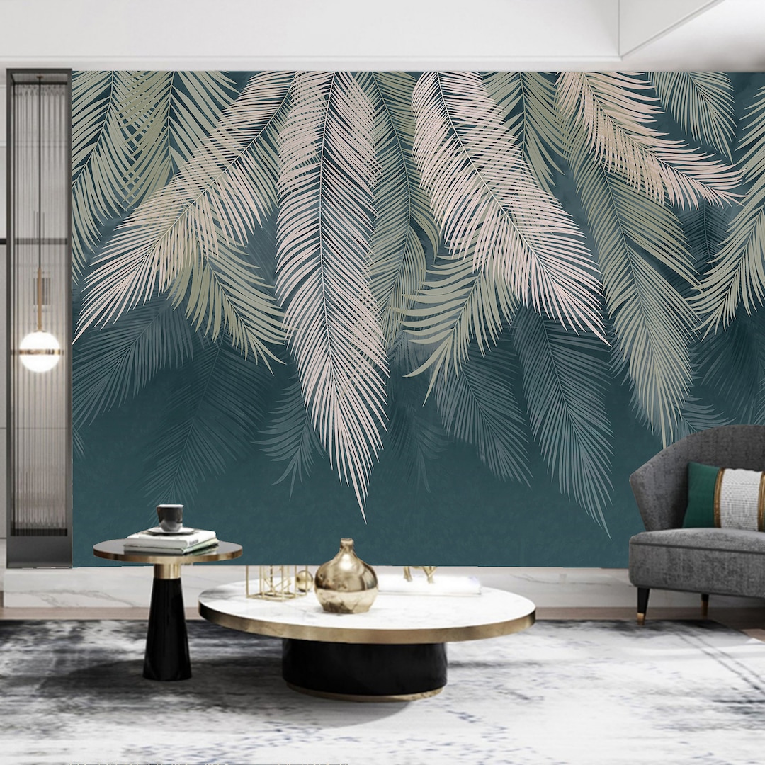 Hanging Simple Plam Leaves Tropical White Leaves Plants Wallpaper Wall ...