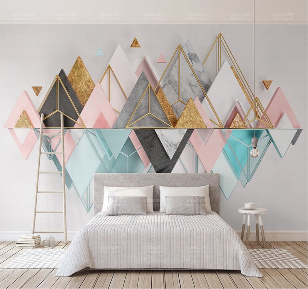 Simple Geometry Wallpaper, Modern Geometry Cafe Wall Murals Wall Decor ...