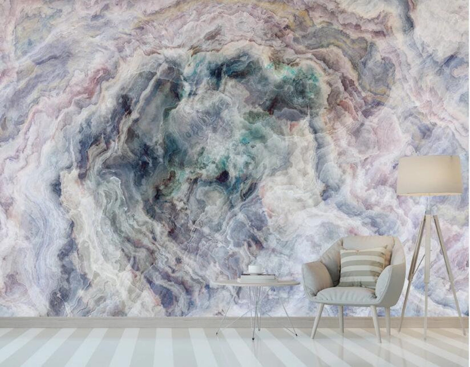 Abstract Purple Wave Marble Wallpaper Hand Painted Marble | Etsy