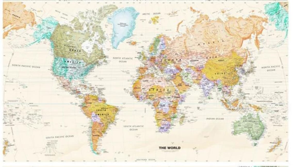 Elegant Light Color Version of the World Map Nursery | Etsy