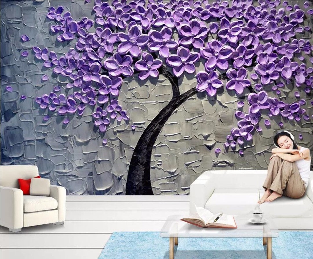 Custom Wallpaper Money Tree Oil Painting Three-dimensional Knife ...