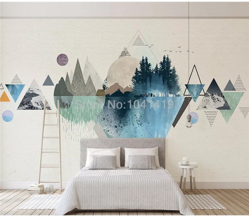 Modern Abstract Geometric Art Wallpaper Creative Wall Painting | Etsy