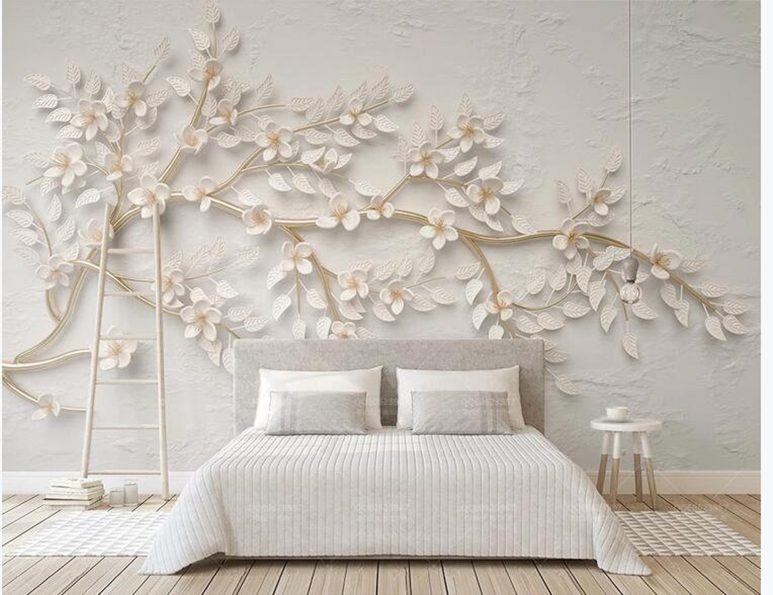 Vintage Hanging Plum Tree Wallpaper Hand Painted Embossed - Etsy