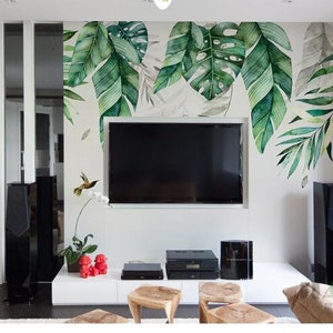 Hanging Spring Green Leaves Wallpaper Wall Mural, Fresh Vine Branch ...