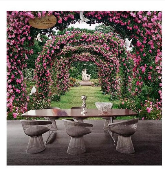 Custom Photo Wallpaper Flower 3D Rose Wreath Mural Living Room | Etsy