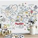 Cartoon World Map Nursery Wallpaper, Handpainted World Map Animals Baby ...