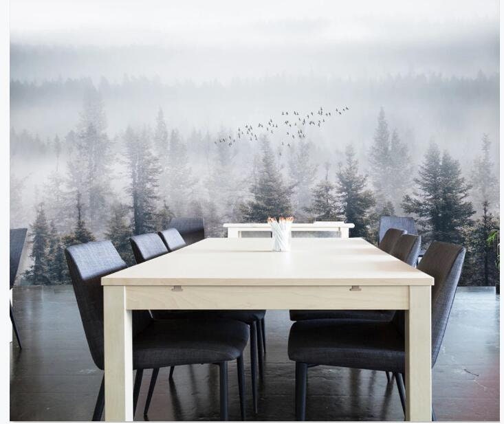 Misty Forest Scene Mural Palm Tree Forests Mural Forest Haze | Etsy