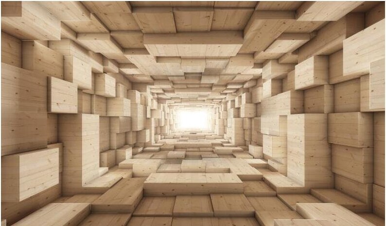 Modern Abstract Stereoscopic Space Brick Wallpaper 3D Space - Etsy