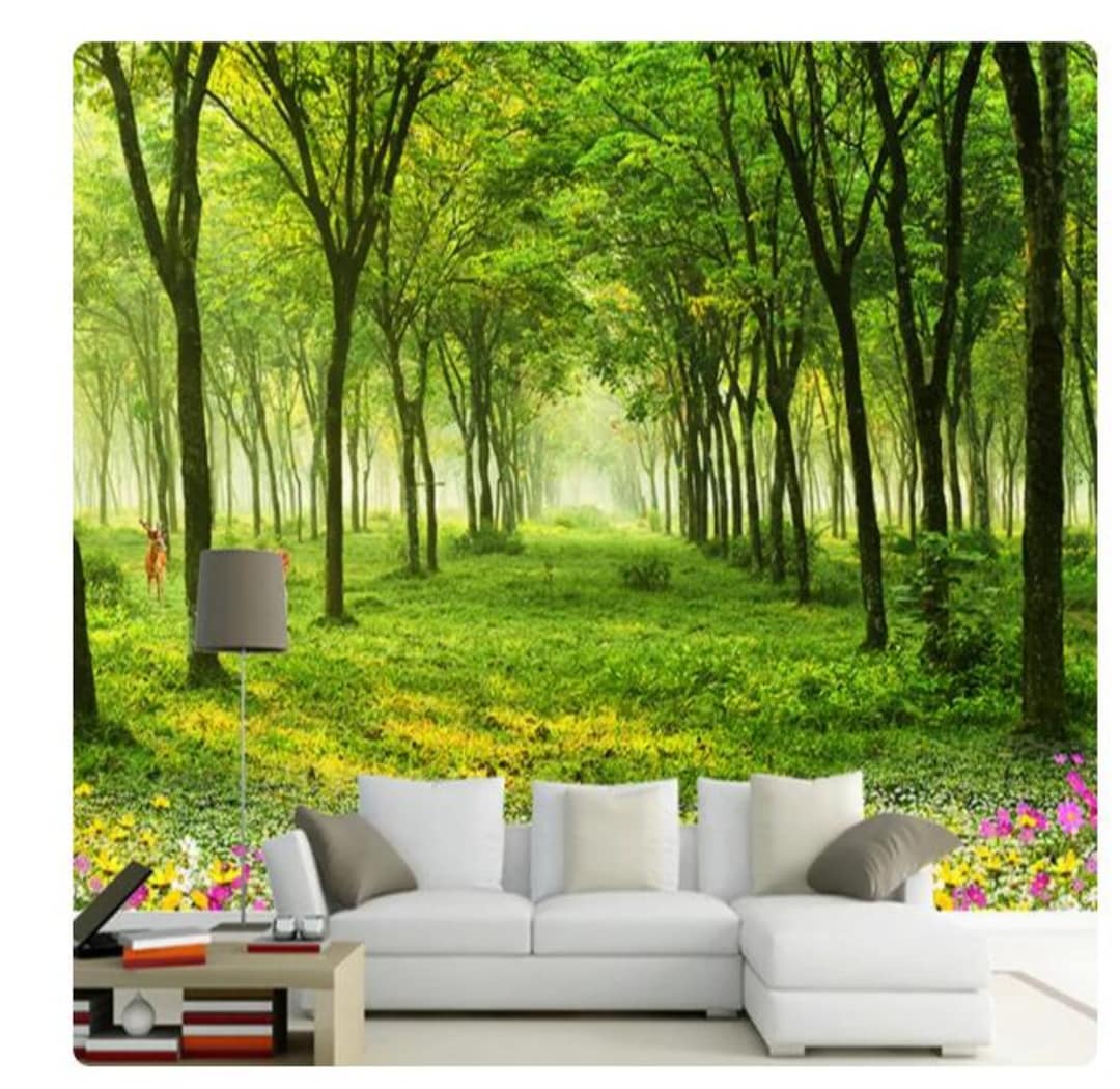 Nature Scenery Green Tree Wallpaper Wall Mural Home Decor for Living ...