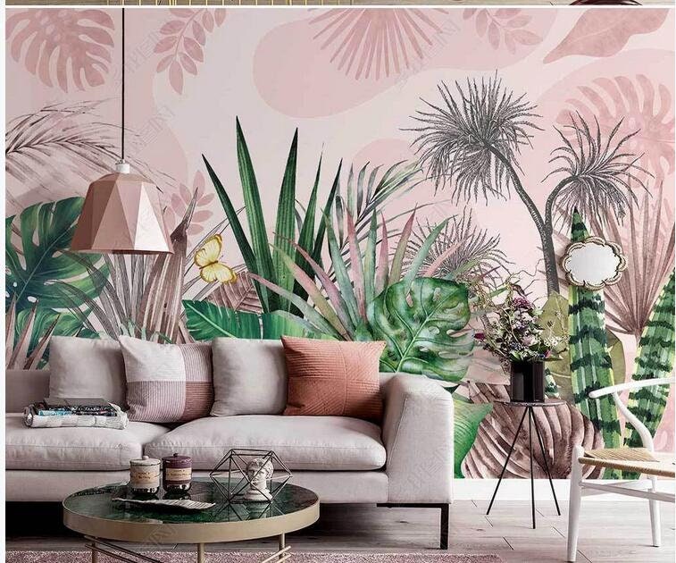 Tropical Plants and Leaves Wallpaper Palm and Banana Leaves | Etsy