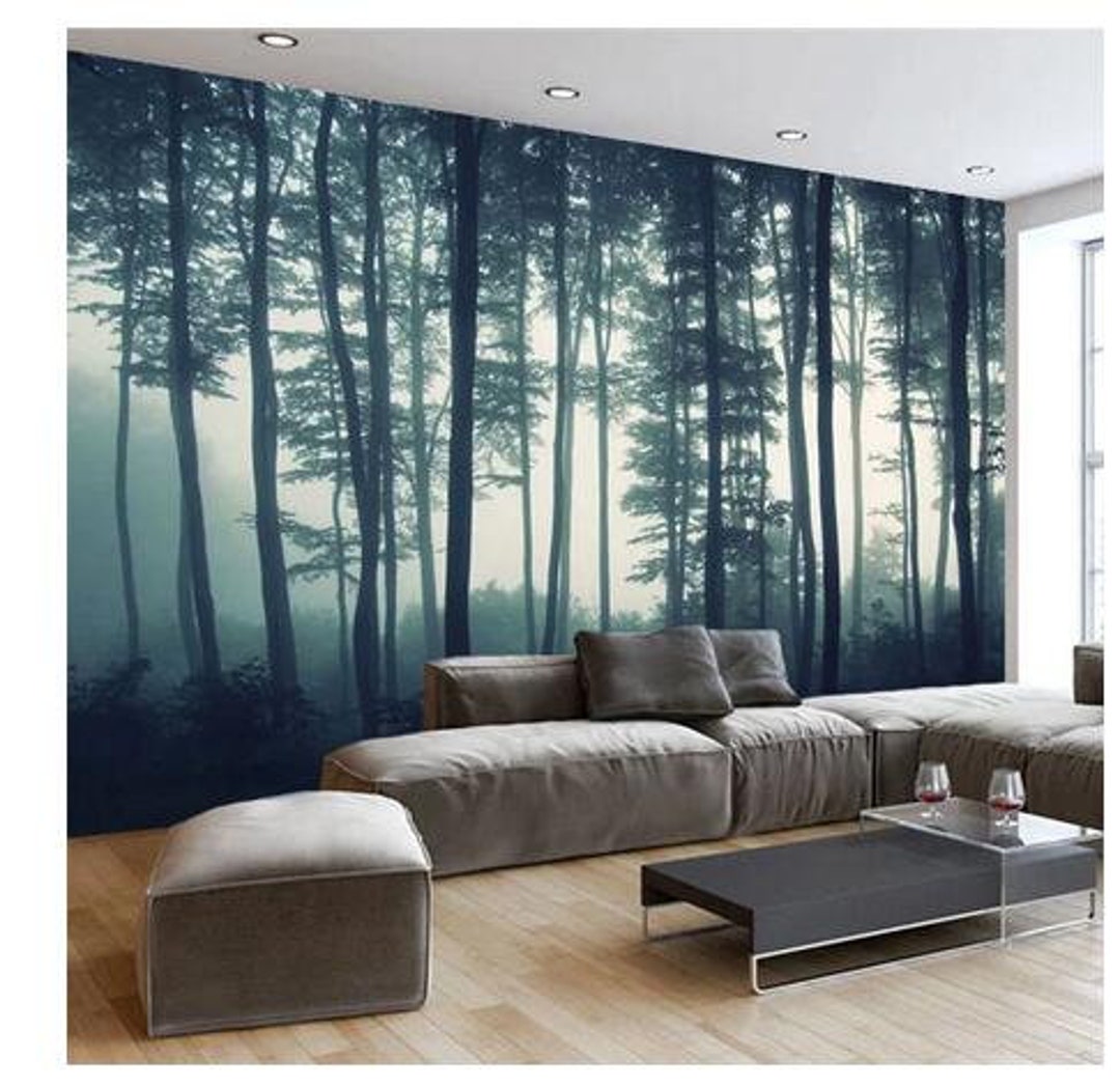 Custom Photo Wallpaper Fog Forest Tree Wall Mural Living Room TV Sofa ...