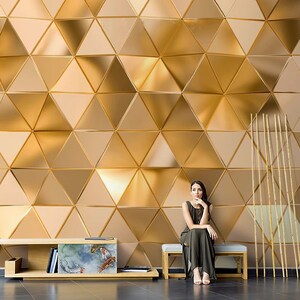 Modern Gold Triangle Geometry Wallpaper Home Decor Wall Mural for ...