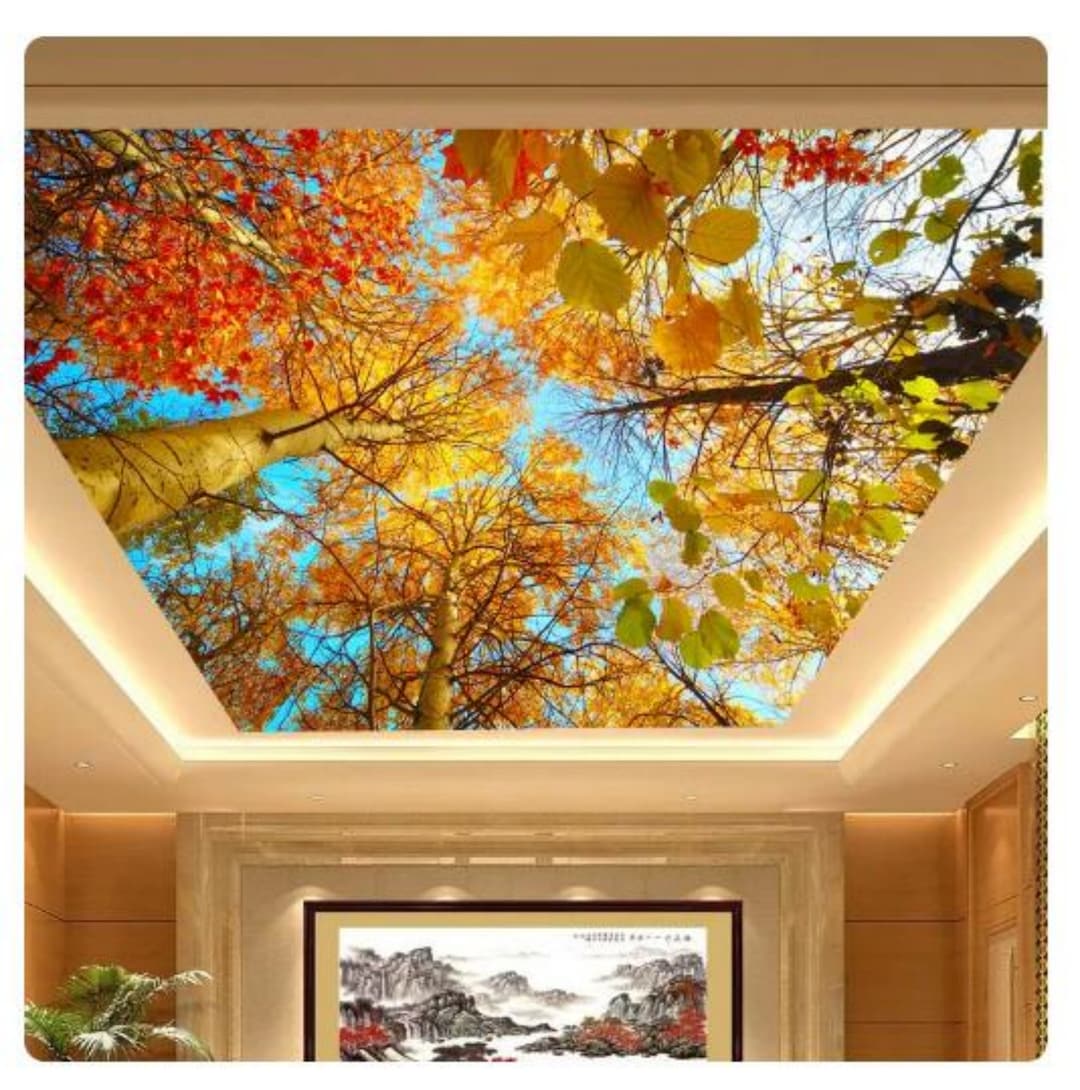 Autumn Leaves Nature Landscape Living Room Bedroom Ceiling Wallpaper ...