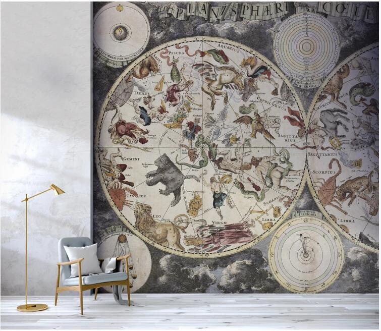 Retro World Map Dinosaurs and Animals Wallpaper Vintage World | Etsy