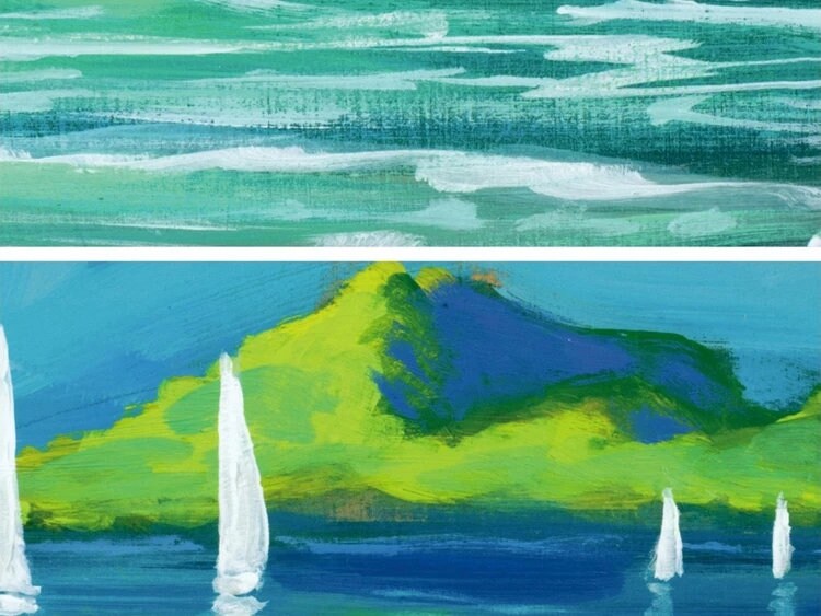 Oil Painting Abstract Blue Sea Wallpaper Wall Mural Beautiful | Etsy