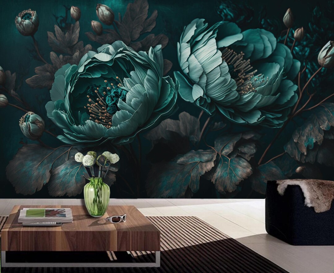 Dark Background Green Peony Flowers Blooming Flowerbeds Floral ...