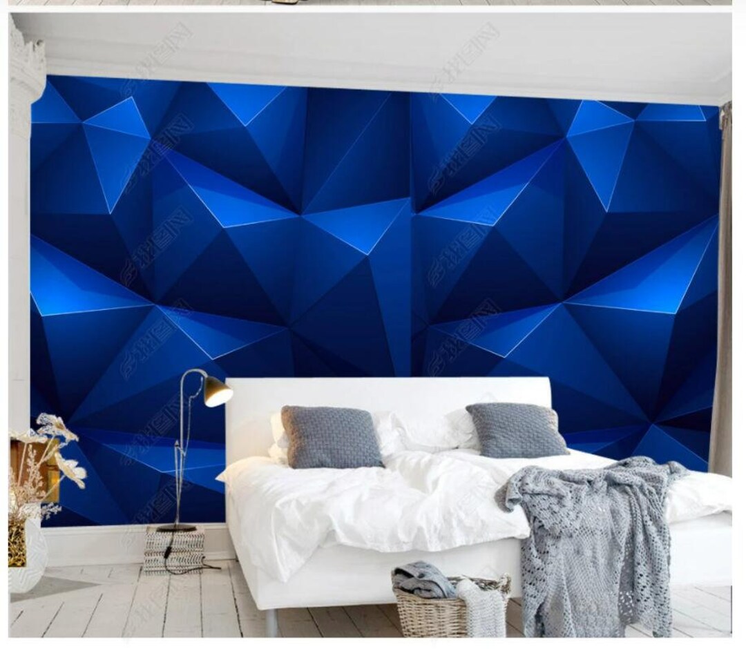 Royal Blue Triangle Geomety Wallpaper Wall Mural Home Decor - Etsy