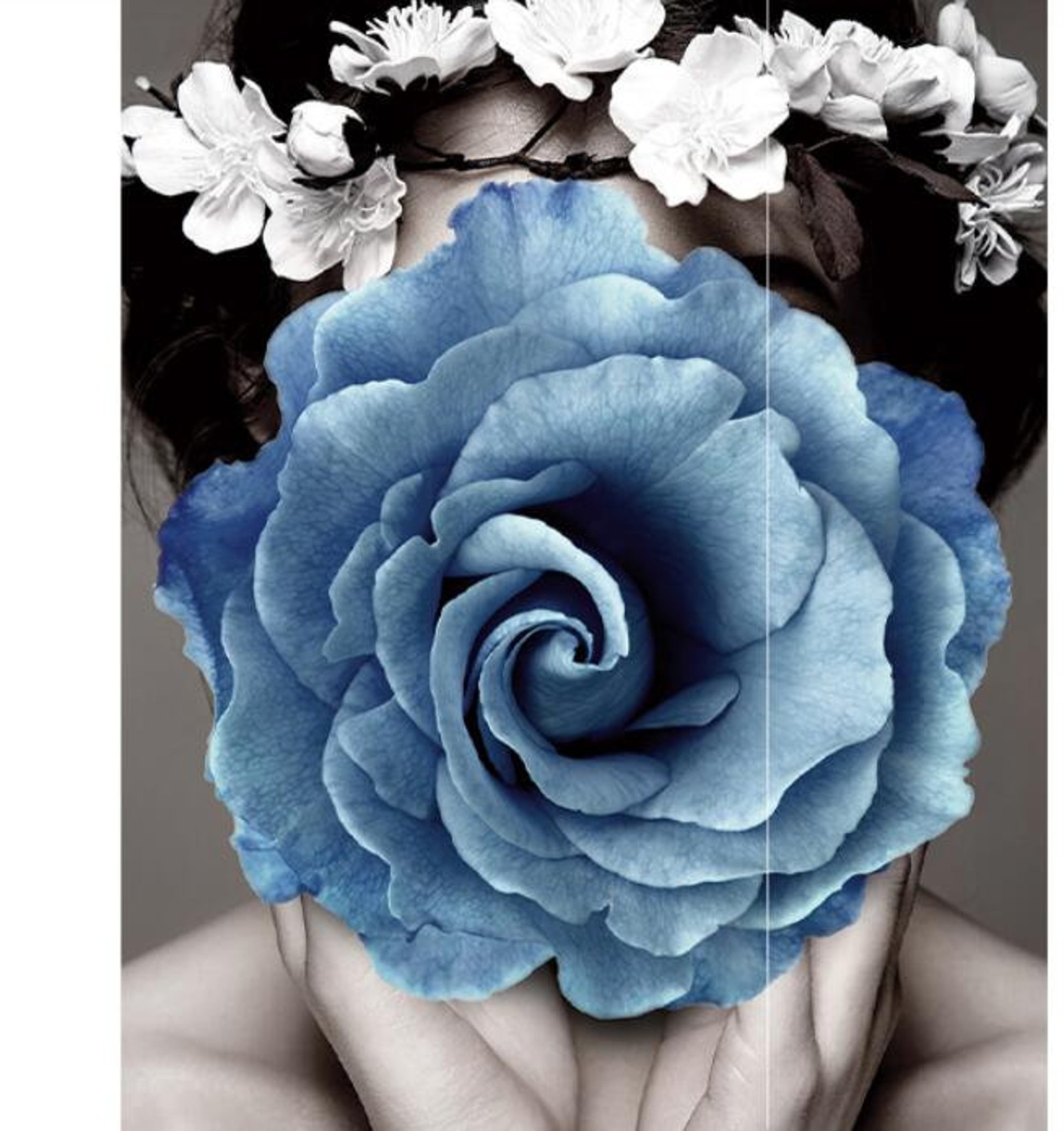 Simple Beauty Blue Flower Wallpaper Wall Mural Beauty Women - Etsy