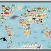 Safari Cartoon World Map Nursery Wallpaper World Map Cartoon - Etsy