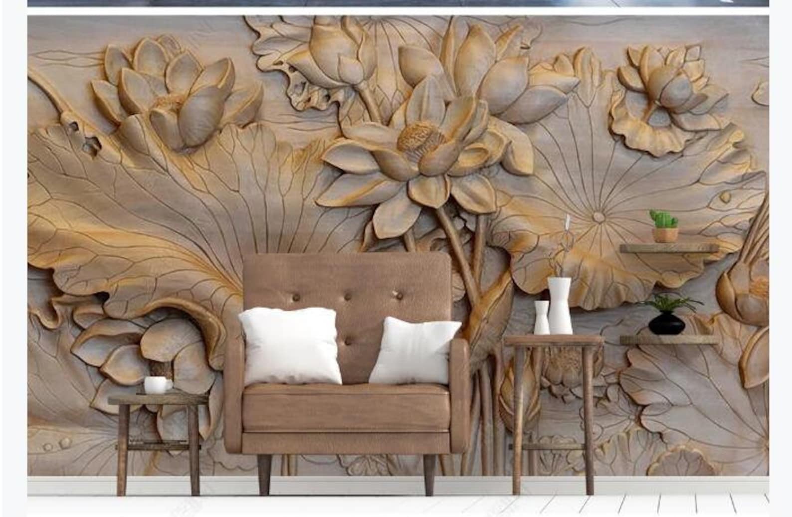3D Lotus Wallpaper Wall Murals Home Decor - Etsy