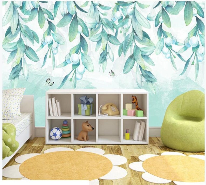 Hanging Spring Green Leaves Wallpaper Wall Mural Fresh - Etsy