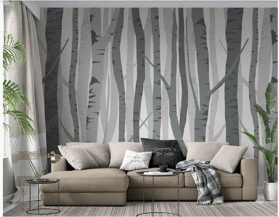Northern European Trees Forest Wallpaper Wall Murals Home | Etsy