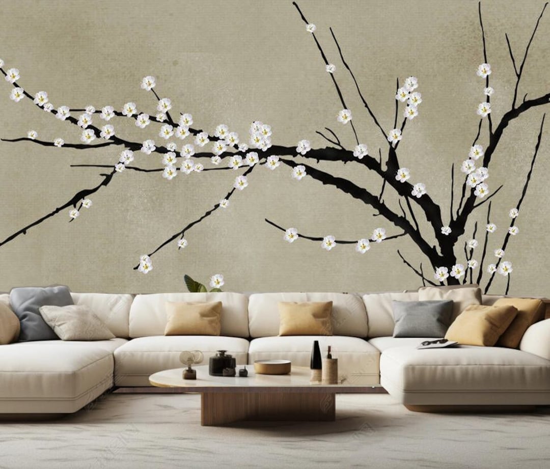 Chinoiserie One Large Plum Blossom Tree Wallpaper Wall Mural - Etsy