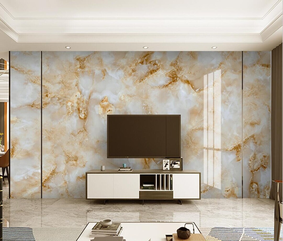 Abstract Gold and White Marble Wallpaper Wall Mural Home Decor - Etsy