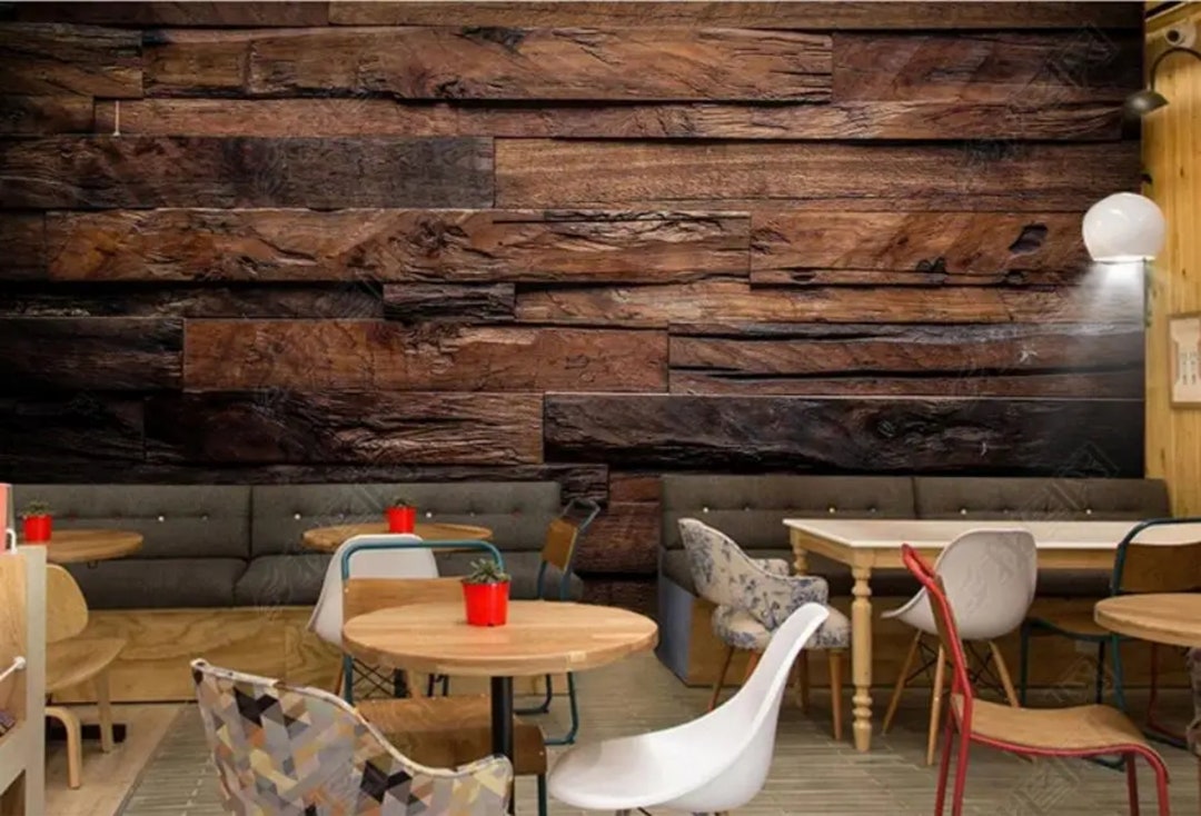 Retro Nostalgic Wood Panels Wood Grain Wallpaper Wall Mural Home Decor ...