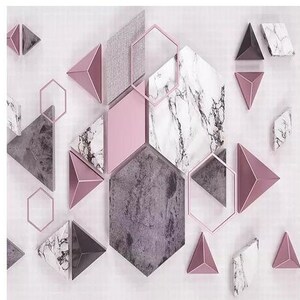 Geometric Polygon Marble Texture Wallpaper Modern Creative Art Fresco ...