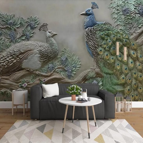 Peacock Wallpaper - Etsy