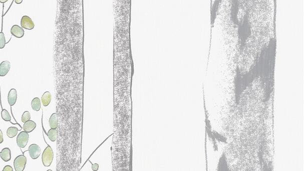 Cartoon Birch Forest Nursery Wallpaper Simple Trees Forest - Etsy