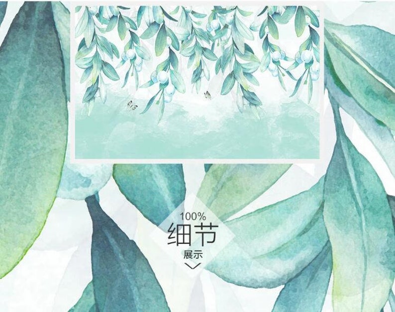 Hanging Spring Green Leaves Wallpaper Wall Mural Fresh - Etsy