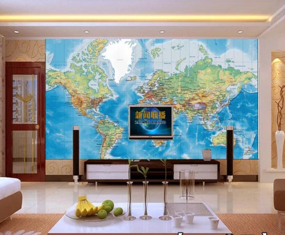 World Map Wall Painting for Living Room Study Room Bedroom | Etsy