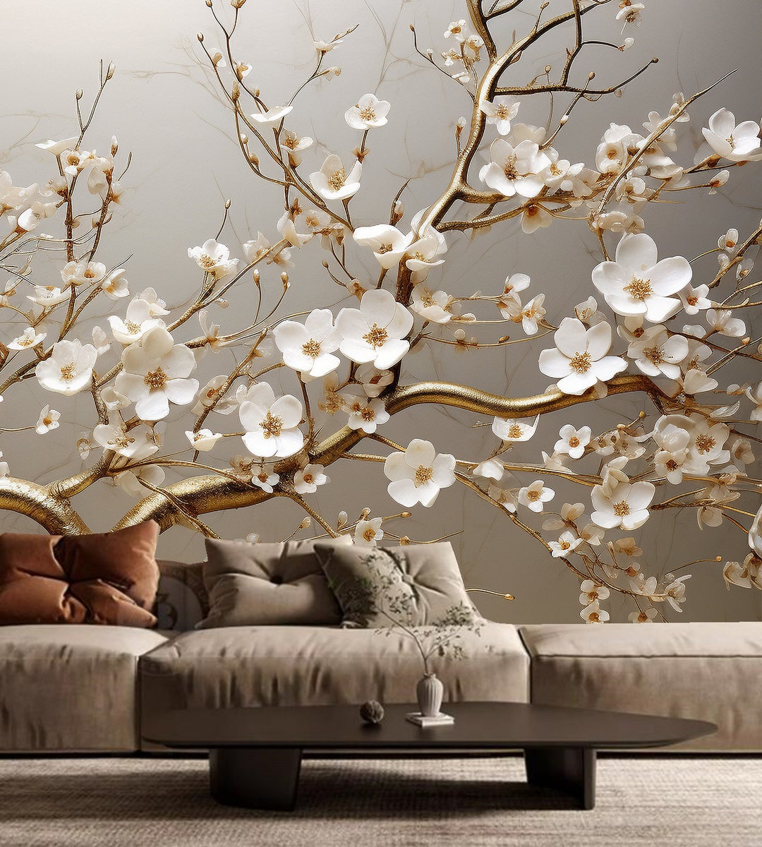 Hanging Magnolia Tree Branch Wallpaper Wall Mural Home Decor for Living ...