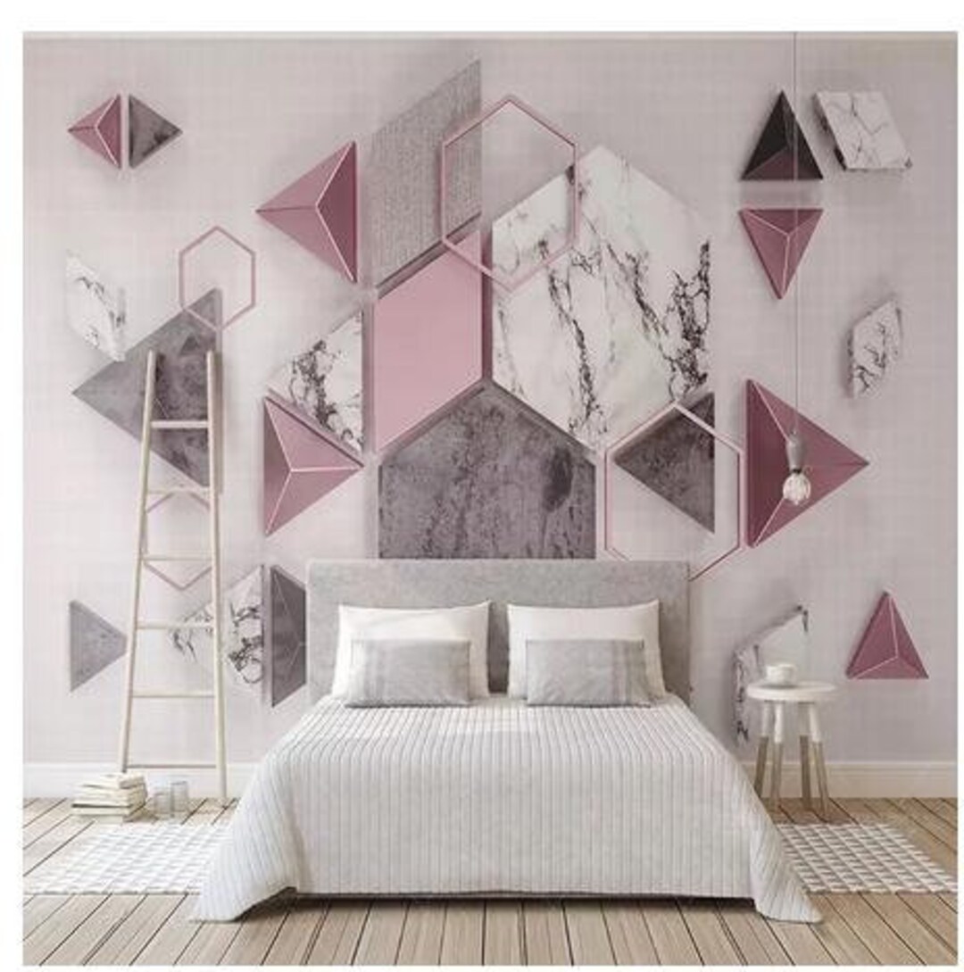 Geometric Polygon Marble Texture Wallpaper Modern Creative Art Fresco ...