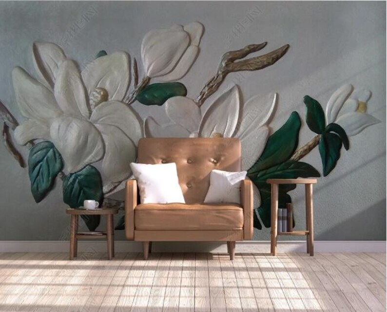 3D Magnolia Flower Tree Wallpaper Wall Murals Home Decor - Etsy